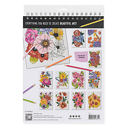 Brea Reese Color by Number Paper Pad Kit Floral Designs - Office Depot