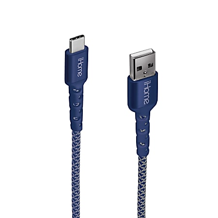 iHome Nylon Braided USB A To USB C Cable With Durstrain 6 Blue - Office ...