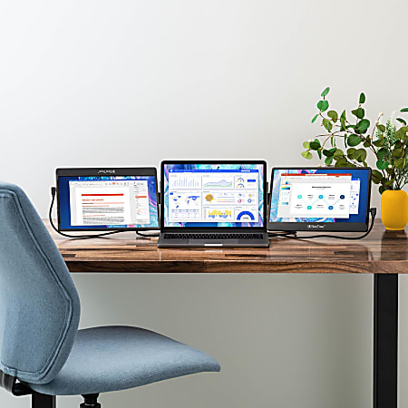 Luxor SideTrak Swivel Triple HD 12.5 Attachable Portable Monitors Black ...