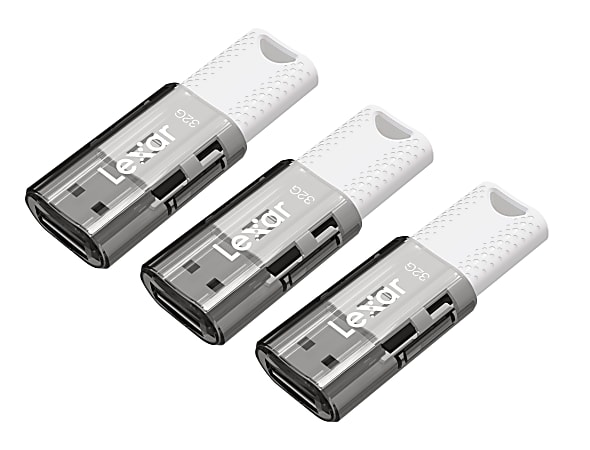 Lexar JumpDrive S60 USB 2.0 Flash Drives 32GB Black Pack Of 3 Flash ...