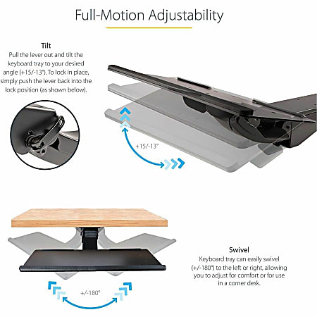 StarTech.com Under Desk Keyboard Tray Height Adjustable Keyboard and ...