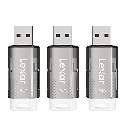 Lexar JumpDrive S60 USB 2.0 Flash Drives 64GB Black Pack Of 3 Flash ...