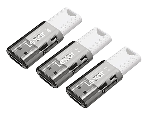 Lexar JumpDrive S60 USB 2.0 Flash Drives 64GB Black Pack Of 3 Flash ...