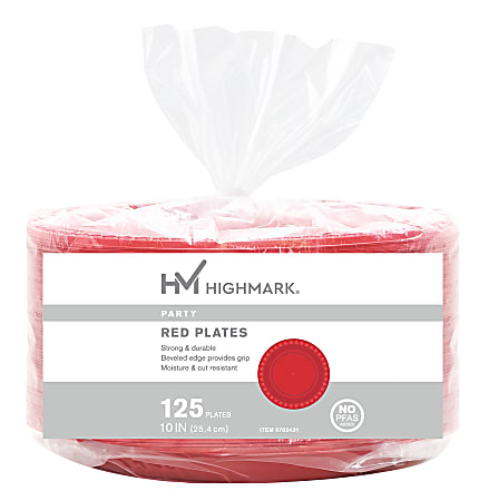 Highmark Plastic Plates 10 Red Pack Of 125 - Office Depot