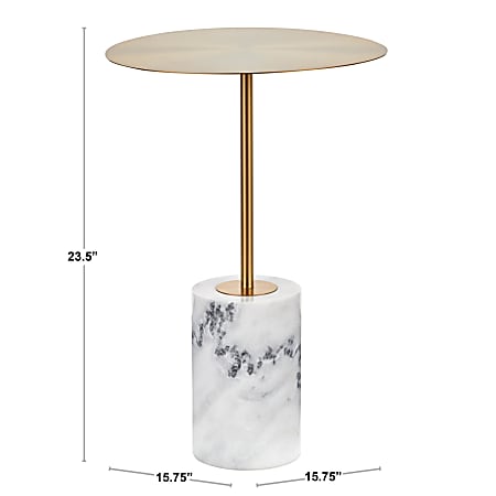 LumiSource Symbol Side Table 23 12 H x 15 34 W x 15 34 D WhiteGold ...