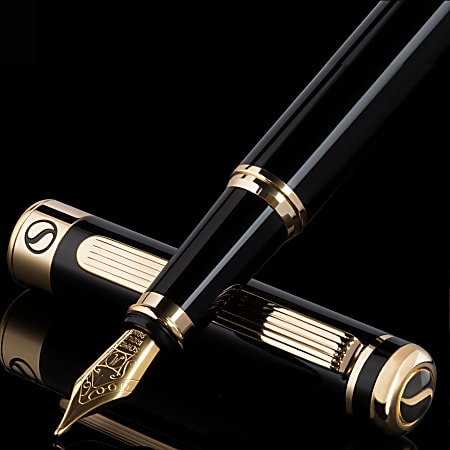 Scriveiner Classic Fountain Pen Medium Point 0.7 mm BlackGold Barrel ...