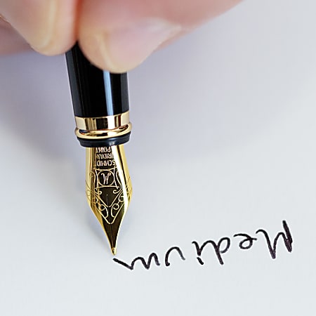 Scriveiner Classic Fountain Pen, Medium Point, 0.7 mm, Black/Gold ...