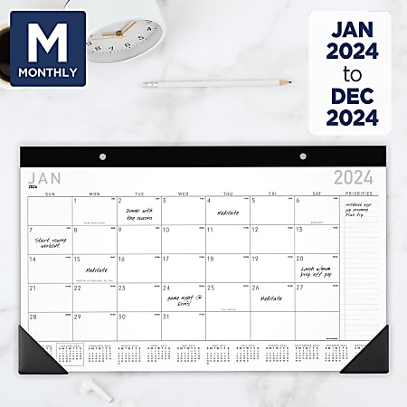 2024 AT-A-GLANCE® Contemporary Monthly Desk Pad Calendar, 18" x 11 ...