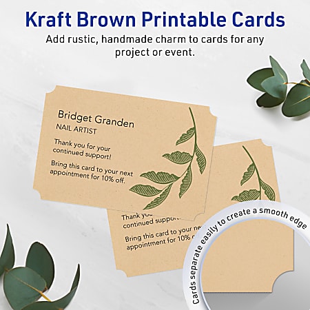 Avery Printable Invitation Cards 5 x 7 Rectangle Scalloped Edge Kraft ...