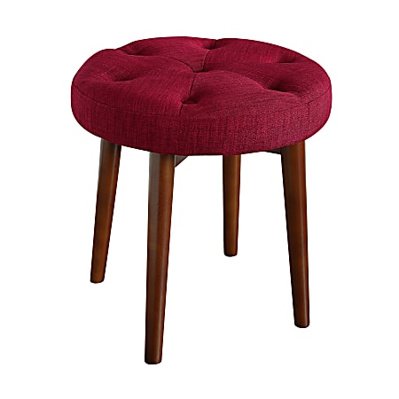Elle D cor Penelope Round Tufted Stool Red SangriaBrown - Office Depot