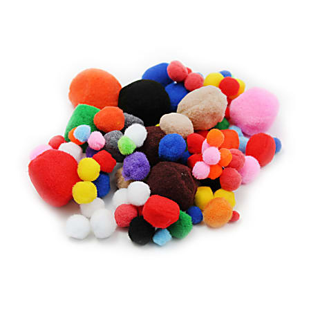 Charles Leonard Pom Poms Assorted Colors 100 Pom Poms Per Pack Set Of 6 ...