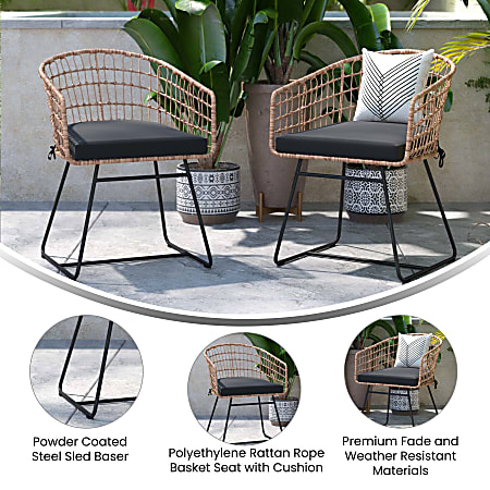 Flash Furniture Devon IndoorOutdoor Patio Boho Club Chairs With Sled ...