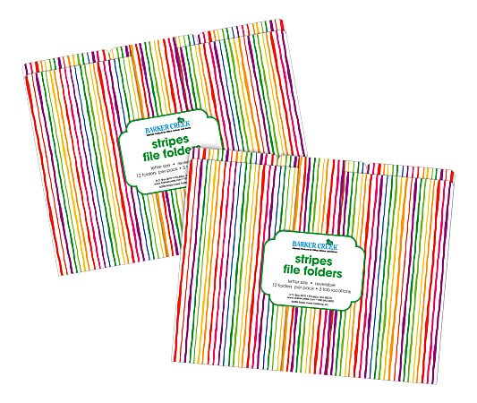 Barker Creek Tab File Folders, Letter Size, Stripes, Pack Of 24 Folders