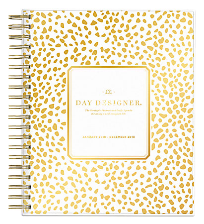 Blue Sky Day Designer DailyMonthly Planner 10 x 8 Gold Spotty Dot ...