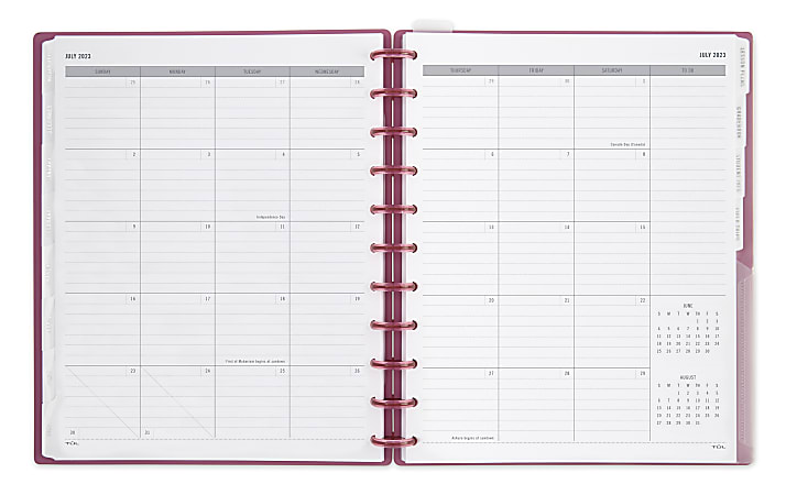 2023 2024 TUL Discbound Monthly Teacher Planner Letter Size Pink July ...