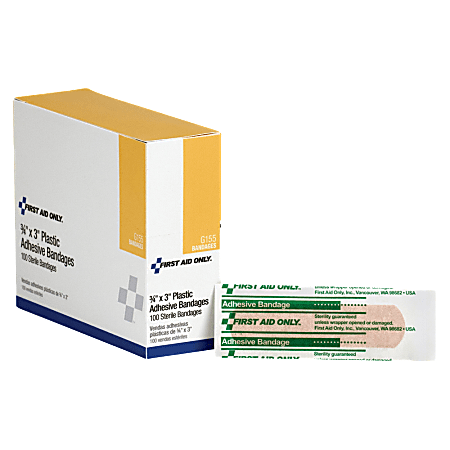 First Aid Only Plastic Adhesive Bandages 34 x 3 Tan Pack Of 100 ...