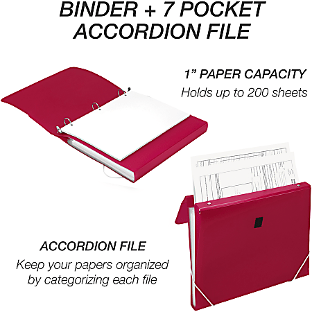 Samsill Duo 2 In 1 Poly 7 Pocket OrganizerRing 3 Ring Binder 1 Round ...