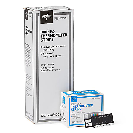 Medline MDSTS101 Disposable Forehead Thermometer Strips 12 12 Pack Of ...