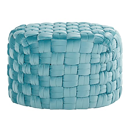 LumiSource Braided Round Ottoman Ice Blue - Office Depot