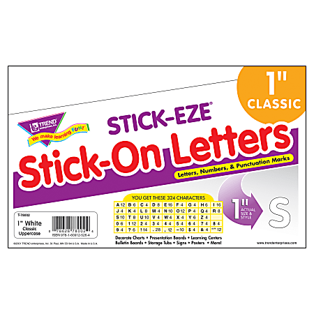 TREND STICK EZE Stick On Letters 1 White Pack Of 324 - Office Depot