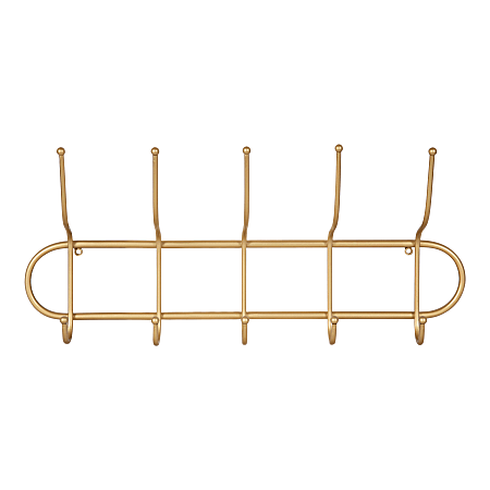 Kate and Laurel Vaida Wall Hooks 11 12 H x 25 W x 4 D Gold - Office Depot