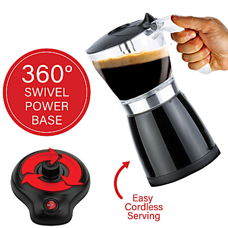 Brentwood 6 Cup Cordless Electric Moka Pot Espresso Machine Black ...