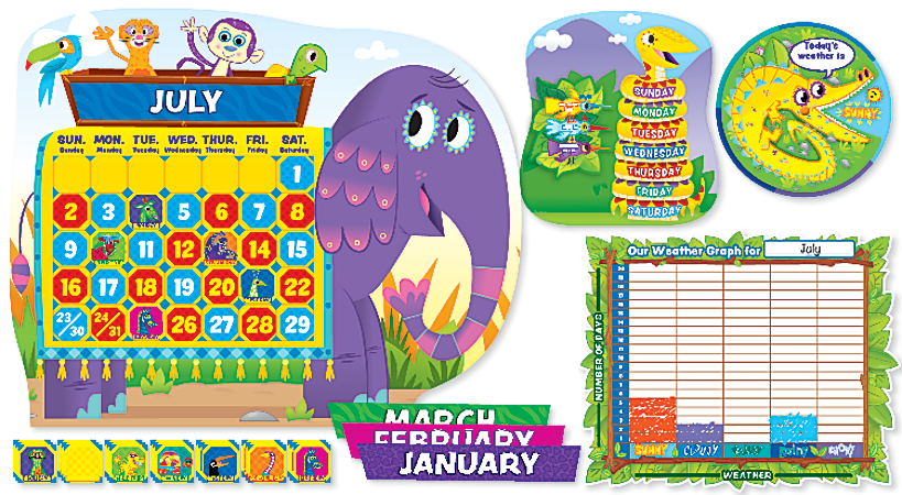 Scholastic Jingle Jungle Calendar Bulletin Board - Office Depot