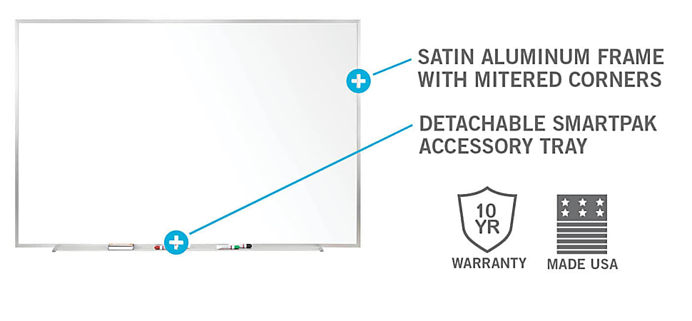 Ghent Non Magnetic Dry Erase Whiteboard 48 x 96 Aluminum Frame With ...