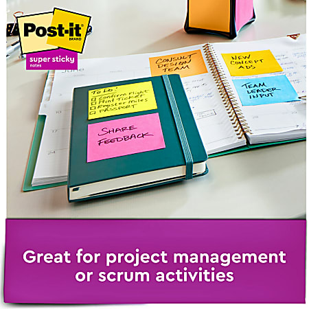 Post it Super Sticky Full Stick Notes Holder 3 in x 3 in 6 PadsHolder ...