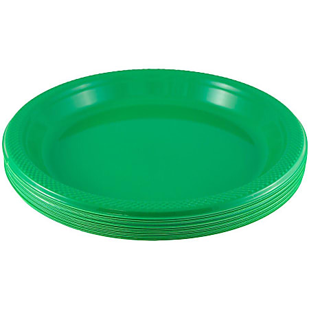 JAM PAPER Round Plastic Party Plates Medium 9 inch Green 20Pack ...