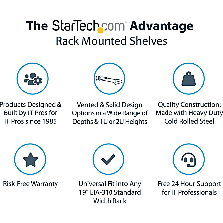 StarTech.com 1U Rack Shelf 10in Deep Rack Mount Shelf Server Rack Shelf ...