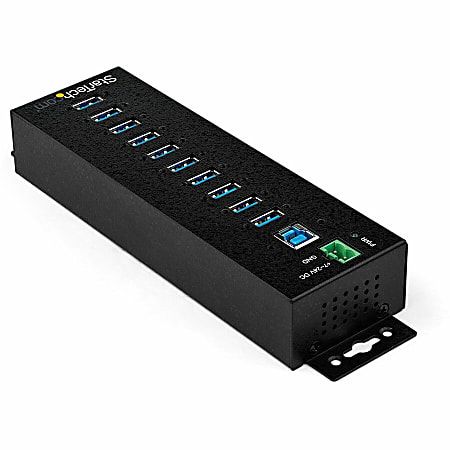 StarTech.com 10 Port USB Hub w Power Adapter Metal Industrial USB 3.0 ...