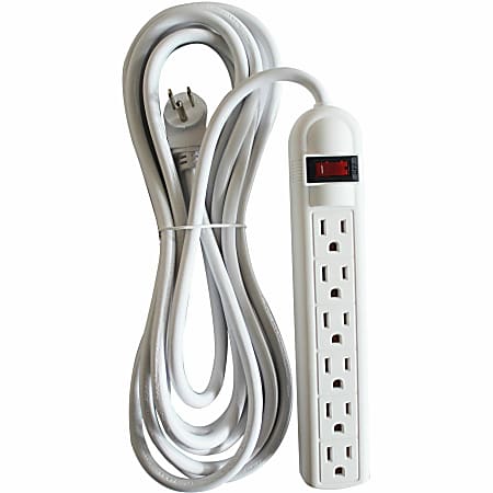 Compucessory 6 Outlet Power Strip 15 Cord Gray - Office Depot