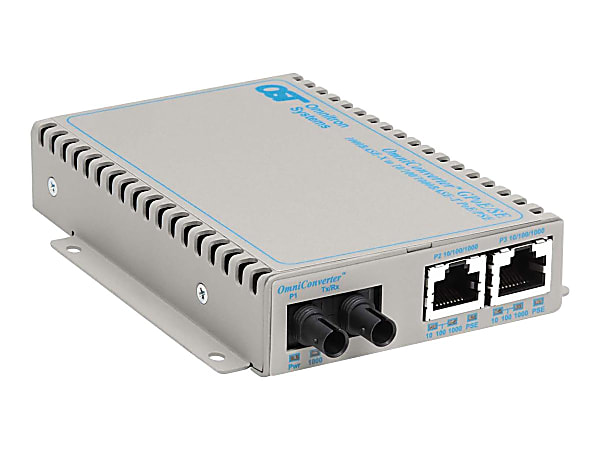 Omnitron OmniConverter GPoESE Fiber media converter GigE 10Base T 100Base TX 1000Base T 1000Base ...