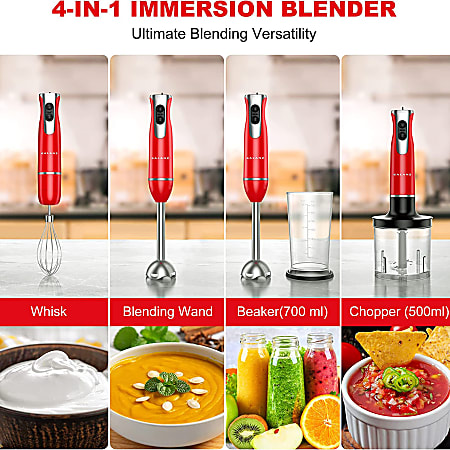 Galanz 2 Speed Multi Function Retro Immersion Hand Blender Hot Rod Red ...