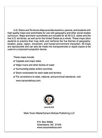 Mark Twain Media U.S. States And Territories Maps Grades 5 8 - Office Depot