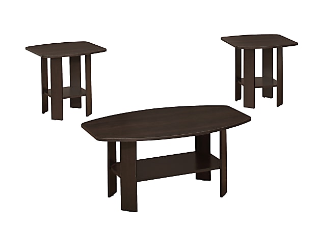 Monarch Specialties 3 Piece Table Set Rectangle Cappuccino - Office Depot