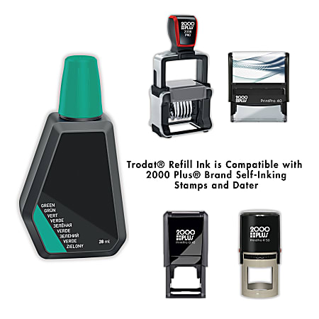 2000 PLUS Self Inking Stamp Re Ink Fluid 1 Oz. Green - Office Depot