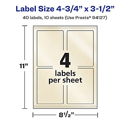 Avery Pearlized Permanent Labels With Sure Feed 94127 PIP10 Rectangle 4 ...