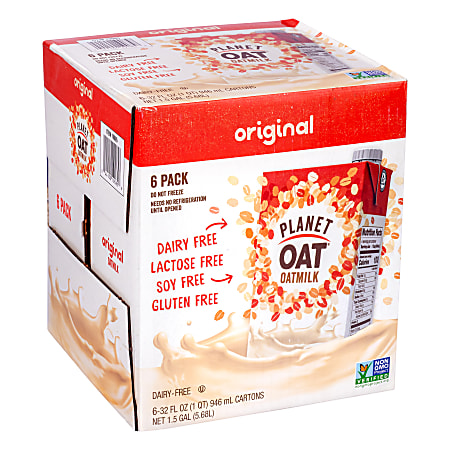 Planet Oat Original Oat Milk Cartons 32 Oz Pack Of 6 Cartons - Office Depot