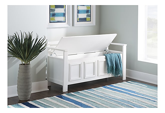 Linon Max Lift Top Storage Bench 25 H x 46 W x 17 D White - Office Depot