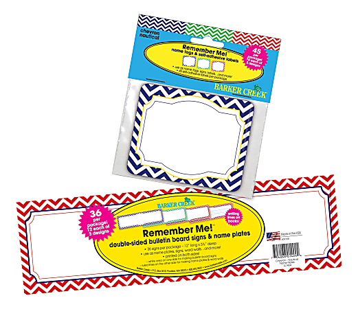 Barker Creek Name Tag Name Plate Set Chevron Nautical - Office Depot