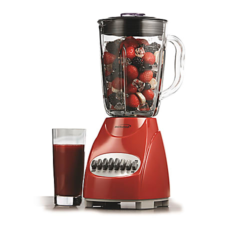 Brentwood 12 Speed Blender Glass Jar Red - Office Depot