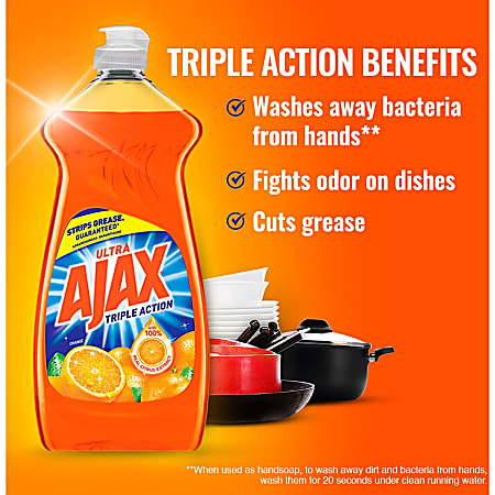 AJAX Ultra Triple Action Liquid Dish Soap Orange Scent 28 Oz Case Of 9 ...