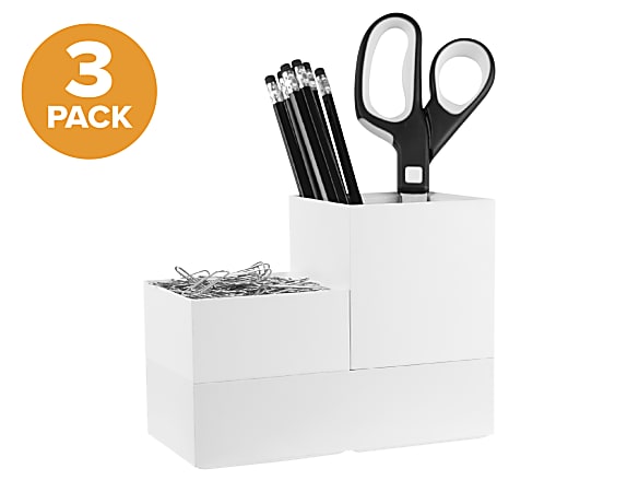 Bostitch Konnect 3 Piece Stackable Storage Cup Set White - Office Depot