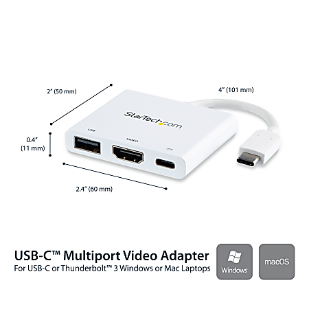StarTech.com USB C Multiport Adapter With HDMI White - Office Depot