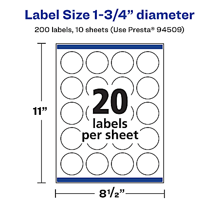 Avery Waterproof Permanent Labels With Sure Feed 94509 WMF10 Round 1 34 ...