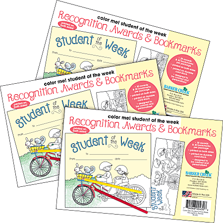 Barker Creek Color Me Awards Bookmarks Set 8 12 x 5 12 Student Of The ...