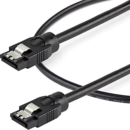 StarTech.com 0.6 m Round SATA Cable Latching Connectors 6Gbs SATA Cord ...