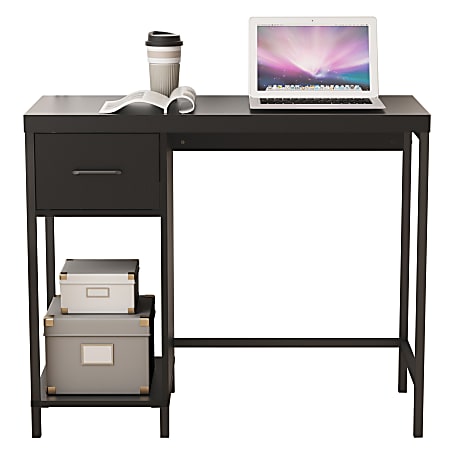 Homenations 36 W WoodMetal Student Desk With Storage Black - Office Depot